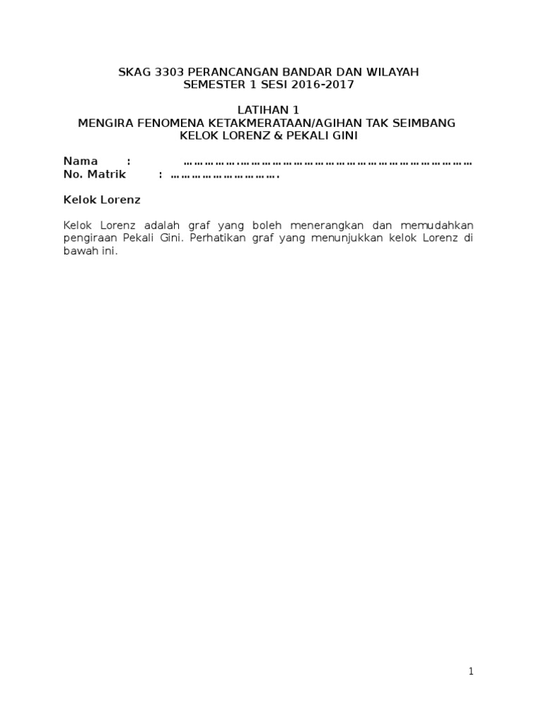 Latihan 1 - Kelok Lorenz Pekali Gini | PDF