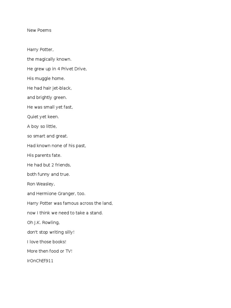 Harry Potter Poems | PDF | Fantasy Tropes | Harry Potter Universe