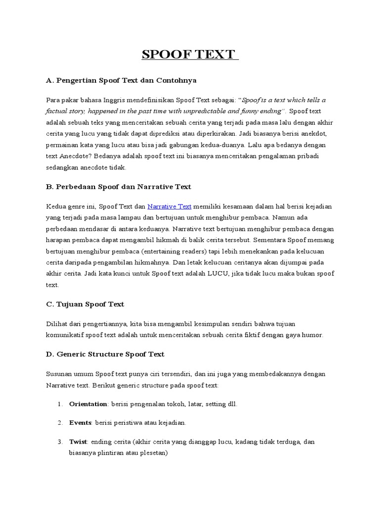 Pengertian dan Contoh Spoof Text | PDF