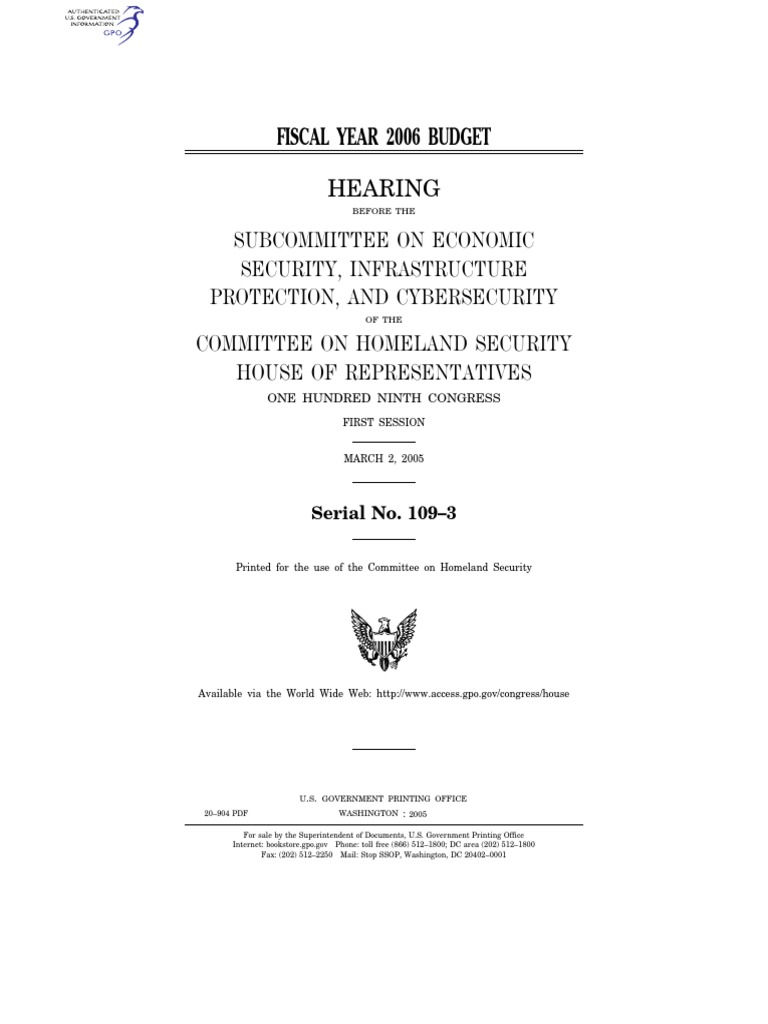 HOUSE HEARING, 109TH CONGRESS - Fiscal Year 2006 Budget | PDF | United ...