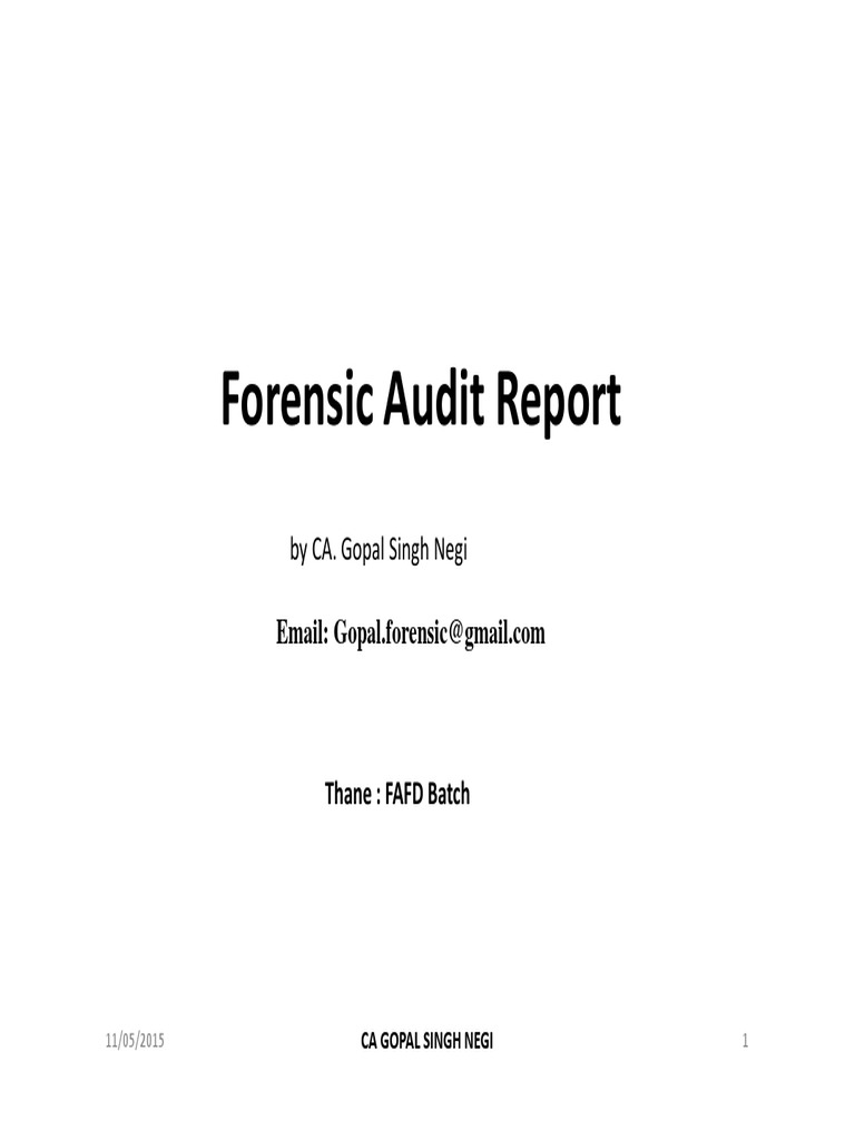 Forensic Audit Report | PDF | Financial Audit | Fraud