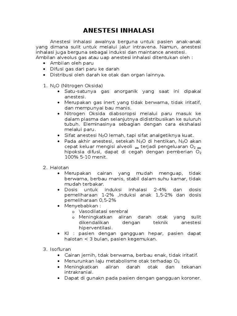 Anestesi Inhalasi | PDF