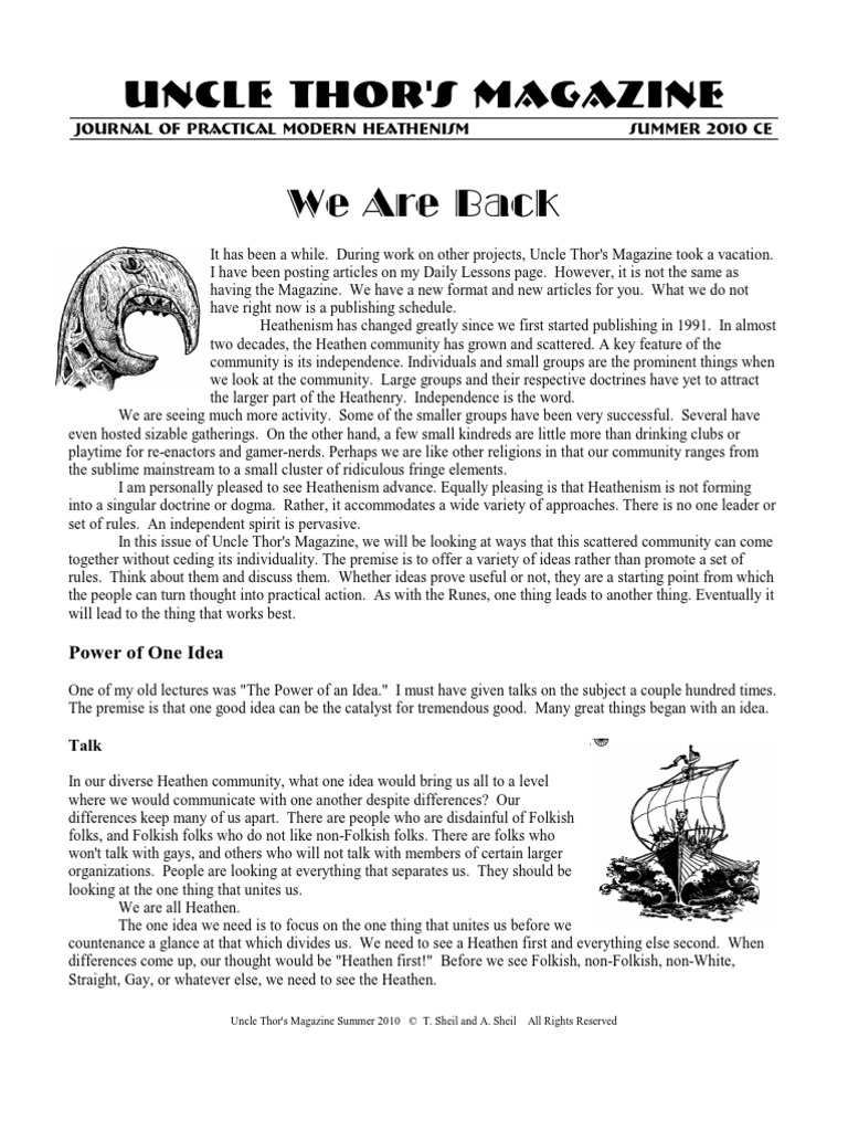 Uncle Thors Magazine Summer 2010 (Heathen Asatru Odinist Pagan) | PDF ...