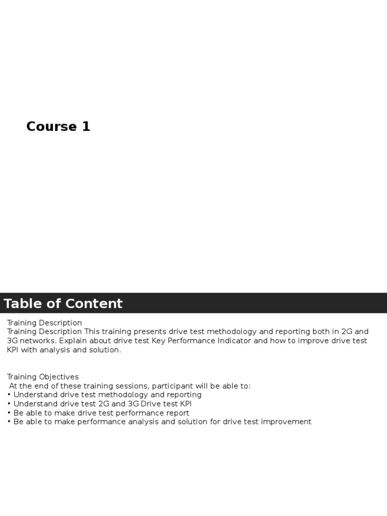 Drive Test Analysis 1 | PDF | Lte (Telecommunication) | Broadcasting