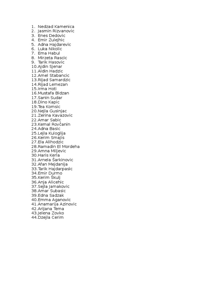 Bosnian Names List | PDF
