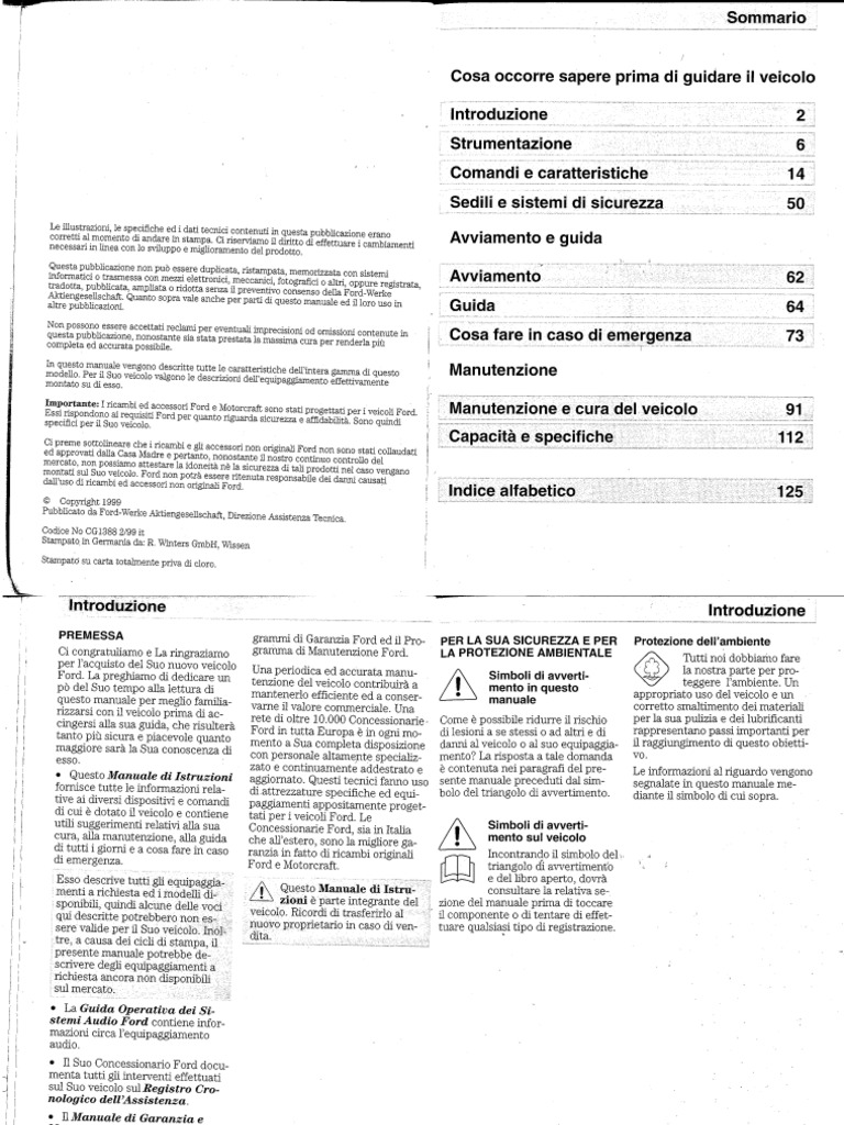Manuale Istruzioni FORD KA 99 PDF | PDF