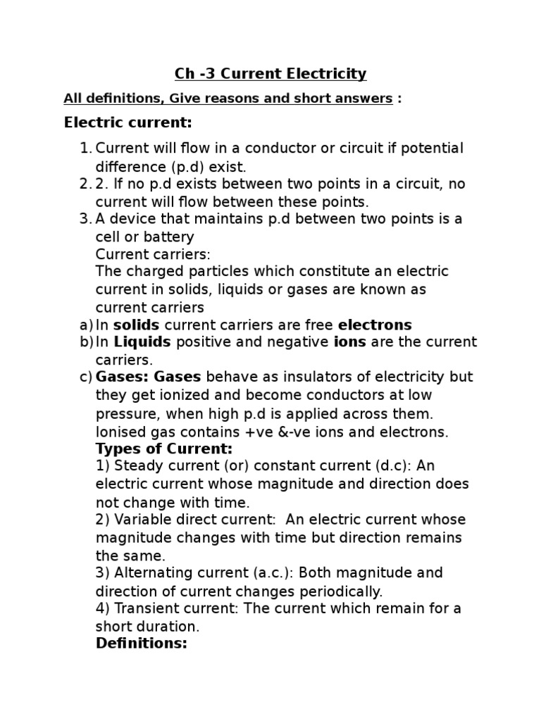 CH - 3 Class XII Physics (E-Notes) | PDF | Electric Current ...