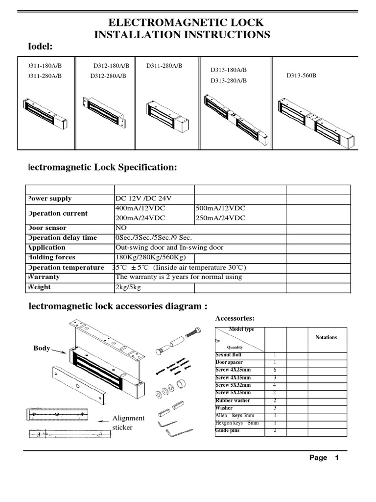 Manual For Magnetic Lock | PDF | Door | Screw