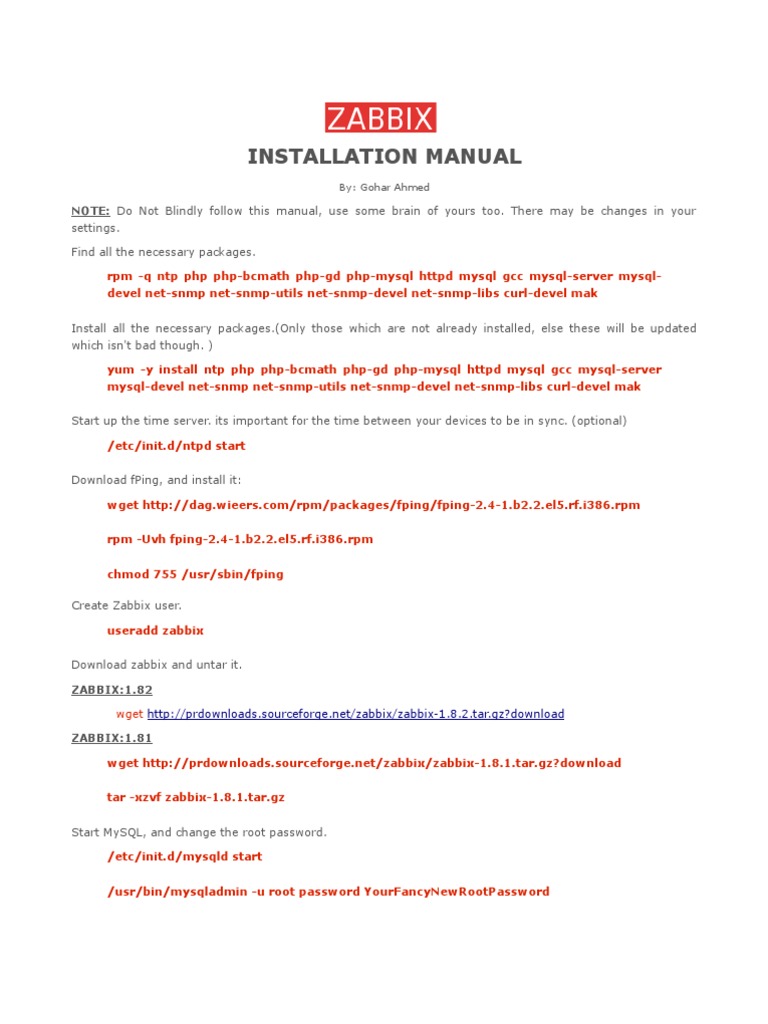 Zabbix Install Manual | PDF | My Sql | World Wide Web