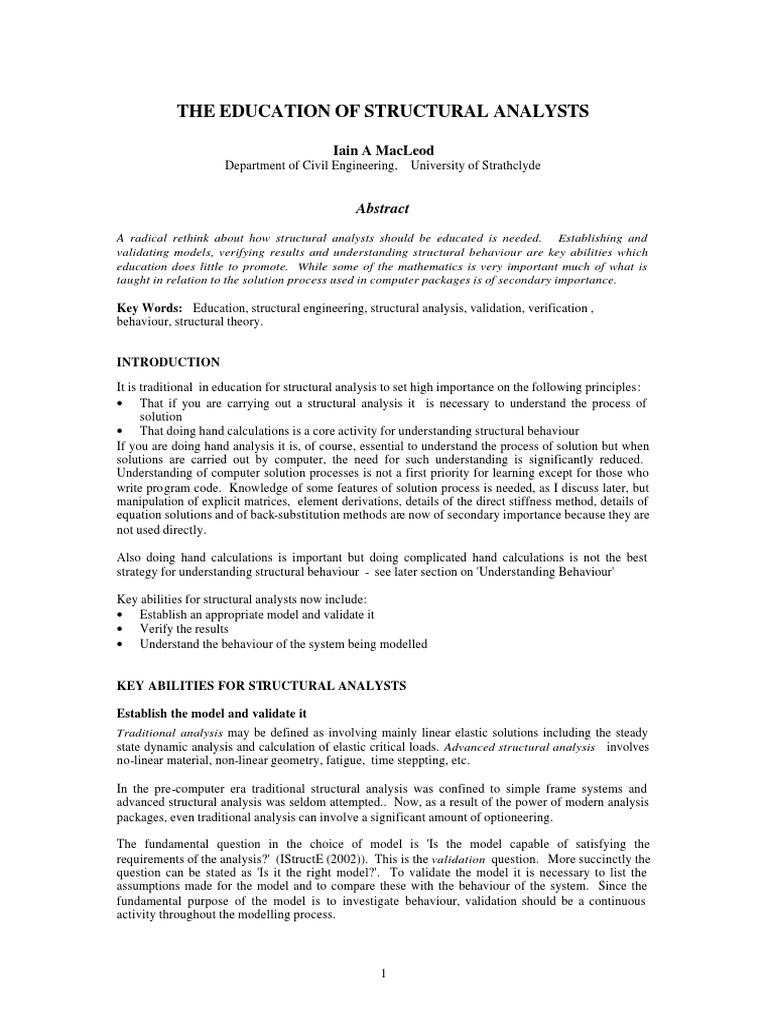 The Education of Structural Analysts | PDF | Structural Analysis ...