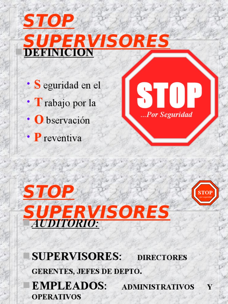 Stop para Supervisores | PDF | Planificación | Sicología