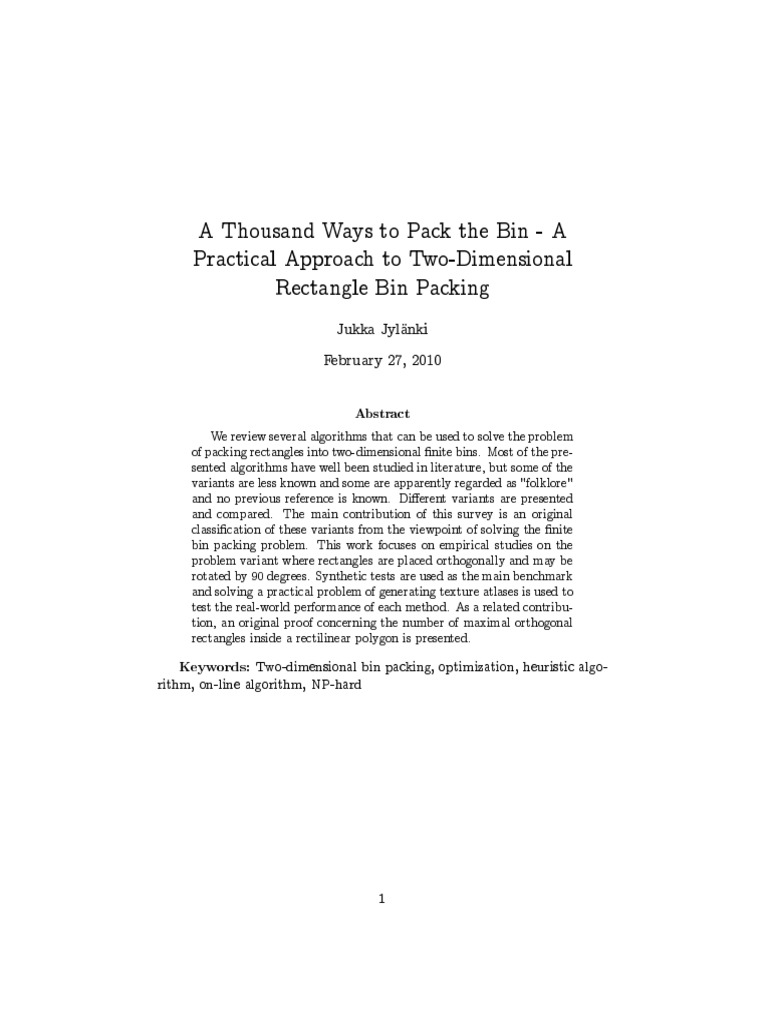 Rectangle Bin Pack | PDF | Time Complexity | Algorithms