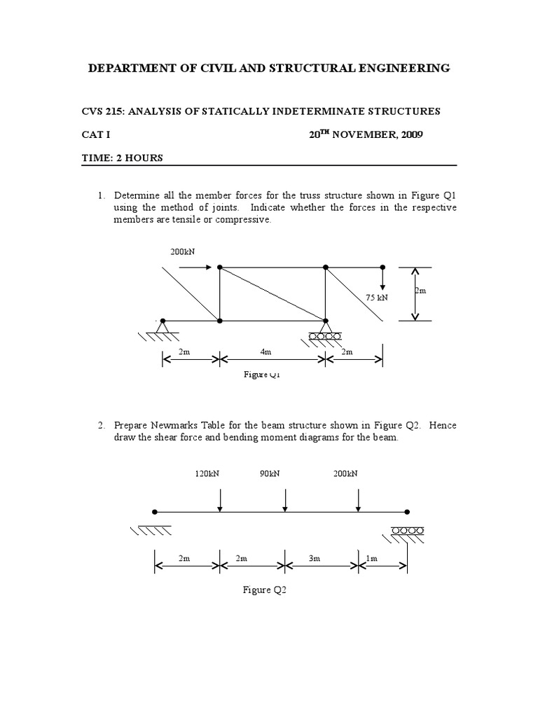 Continuous Assessment Test - Structures | PDF