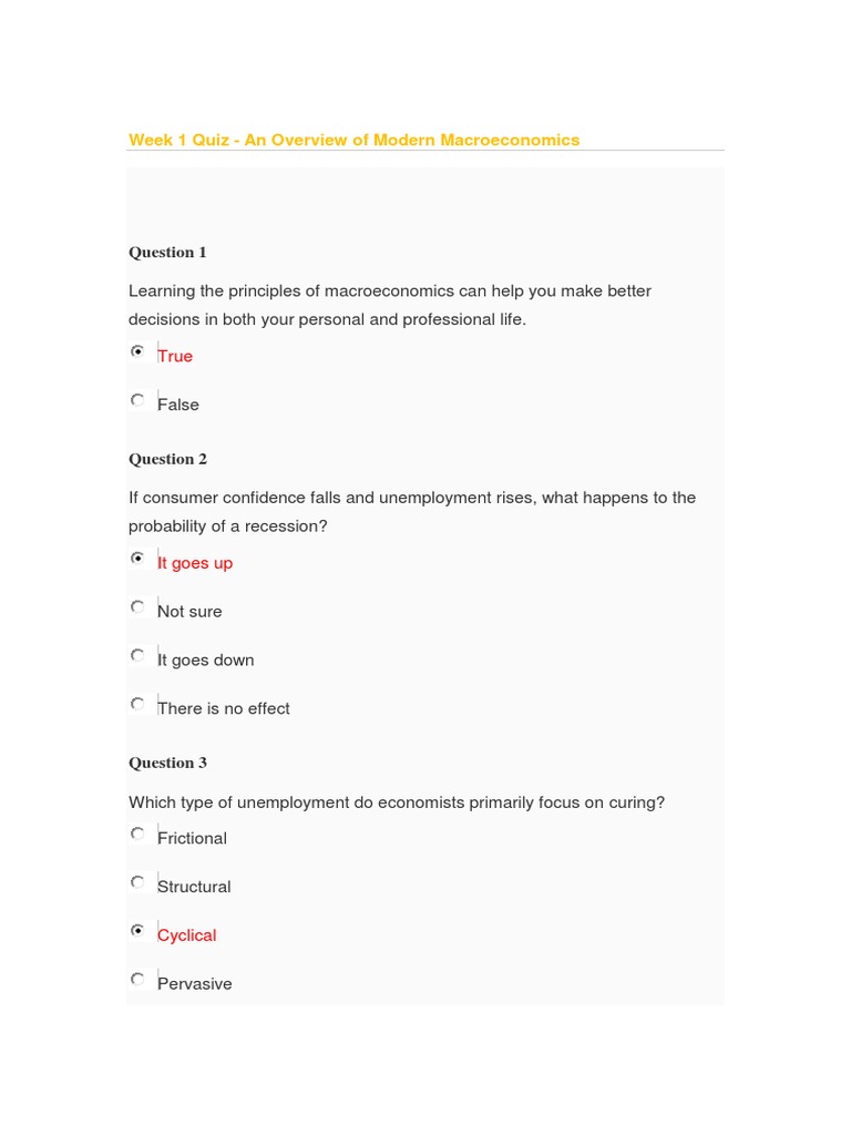 Macroeconomics Quiz Overview | PDF | Macroeconomics | Deficit Spending