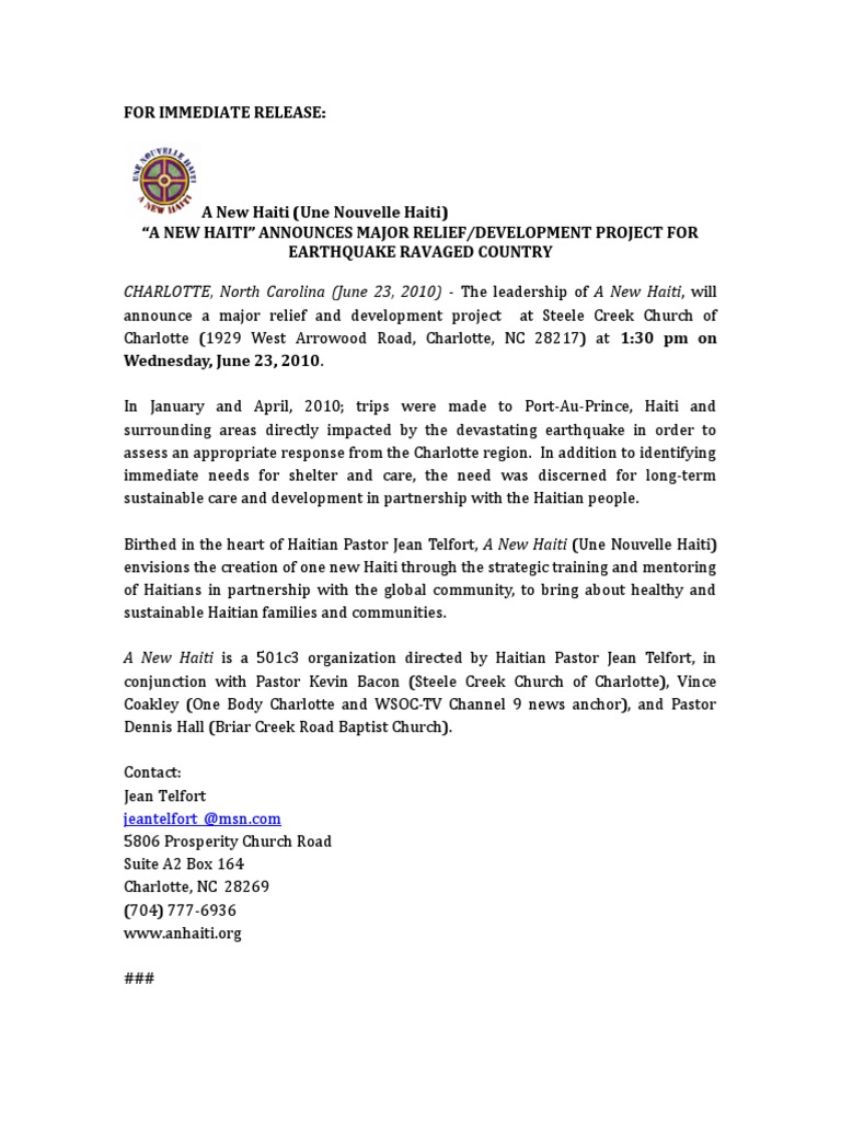 Major Haiti Relief Project Launch | PDF