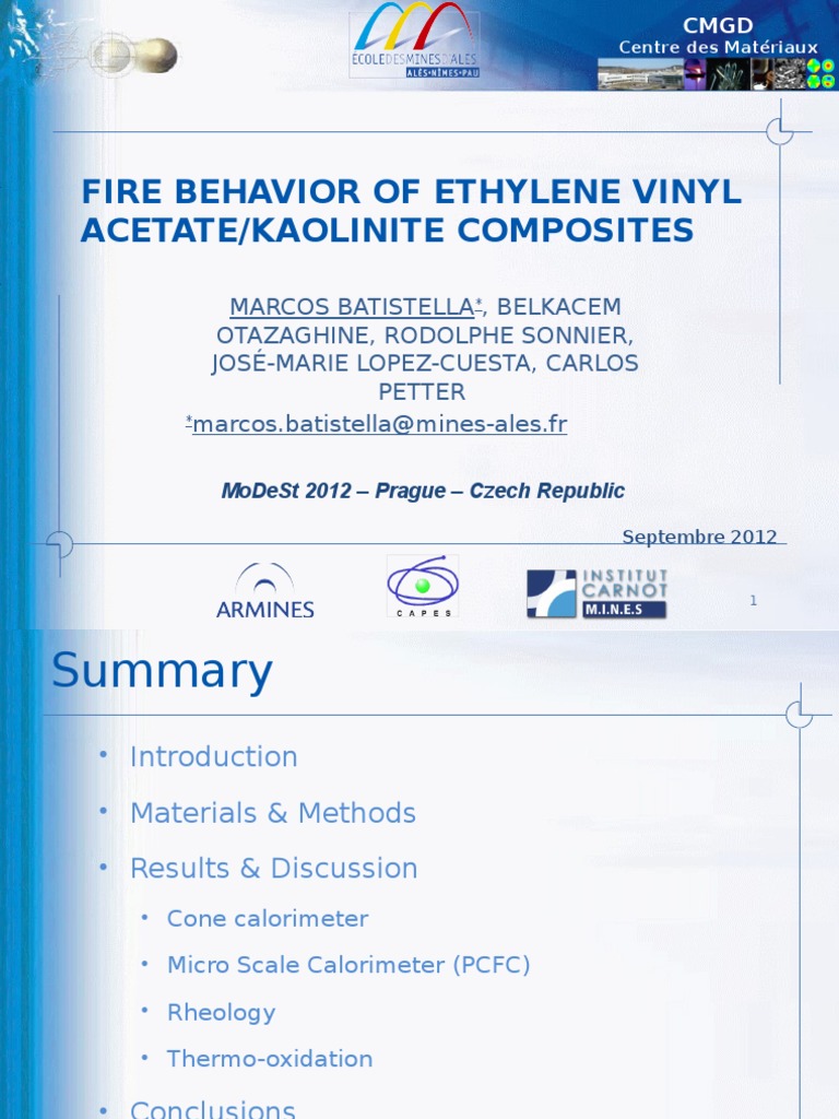 Fire Behavior of Ethylene Vinyl Acetate/Kaolinite Composites | PDF ...