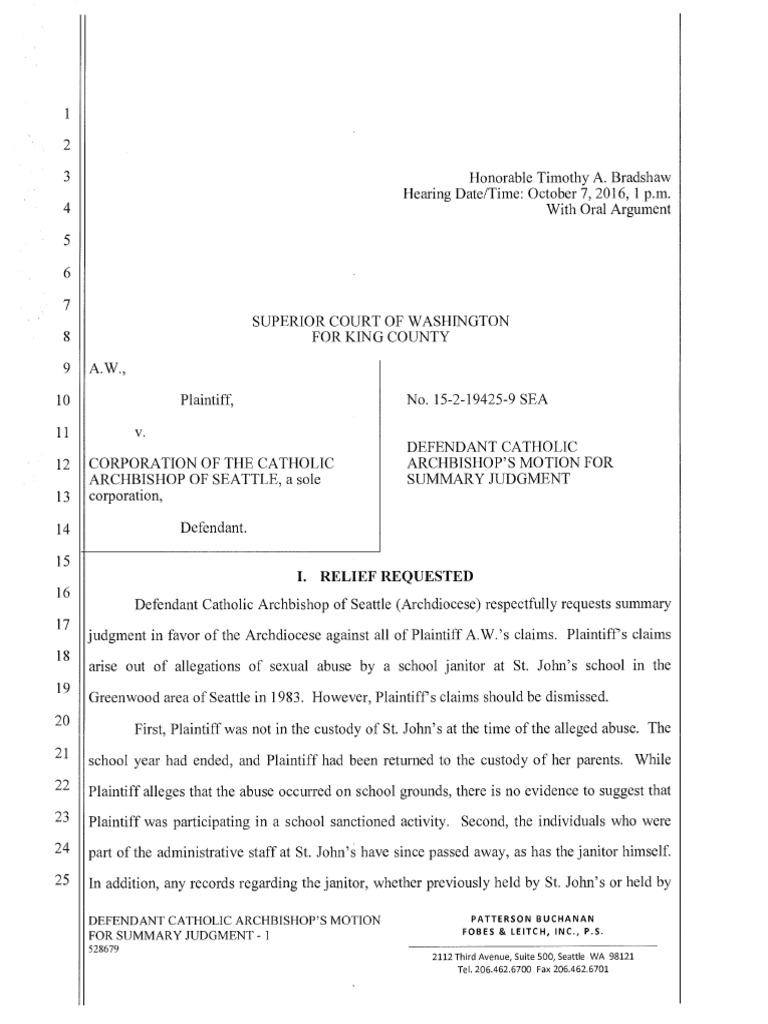 Summary Judgment Motion | PDF | Intentional Infliction Of Emotional Distress | Laches (Equity)
