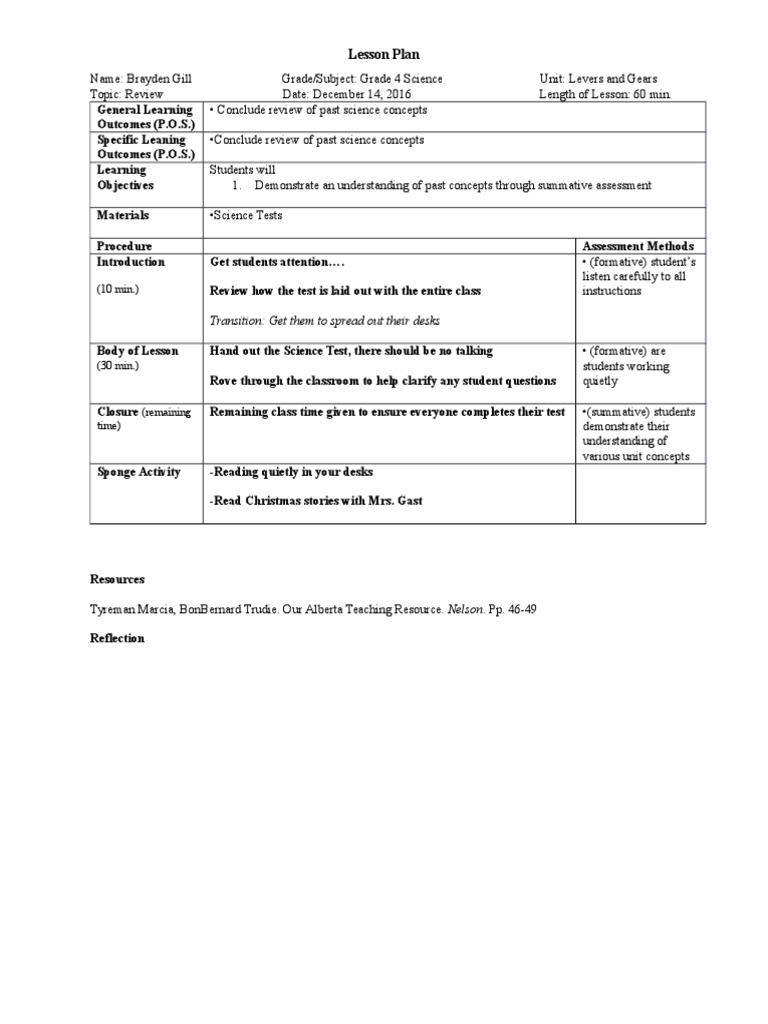 Grade 4 Science Review Lesson Plan | PDF