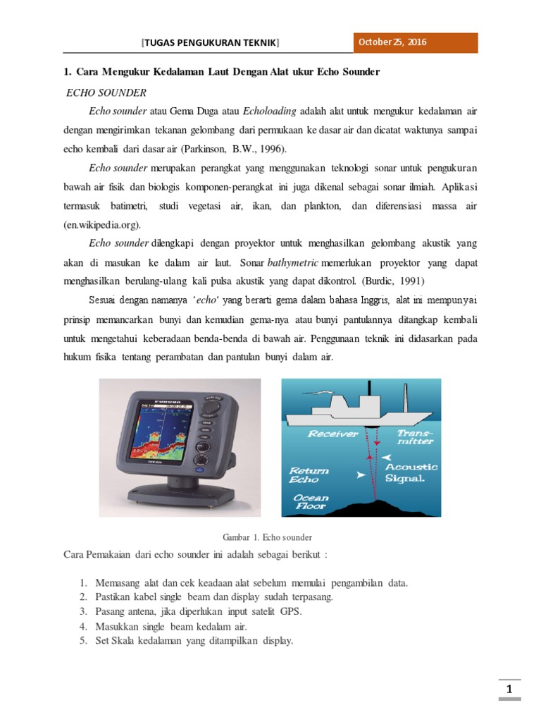 Cara Mengukur Kedalaman Laut Dengan Alat Ukur Echo Sounder | PDF