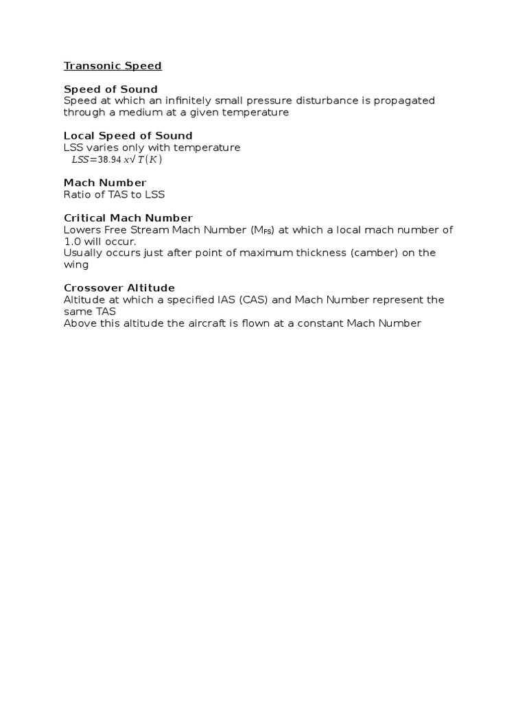 Understanding Transonic Speed Concepts | PDF | Science & Mathematics