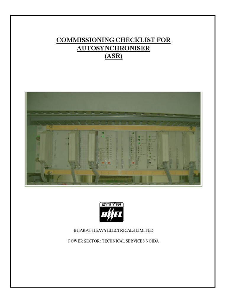 ASR Commissioning Checklist | PDF | Electric Generator | Relay
