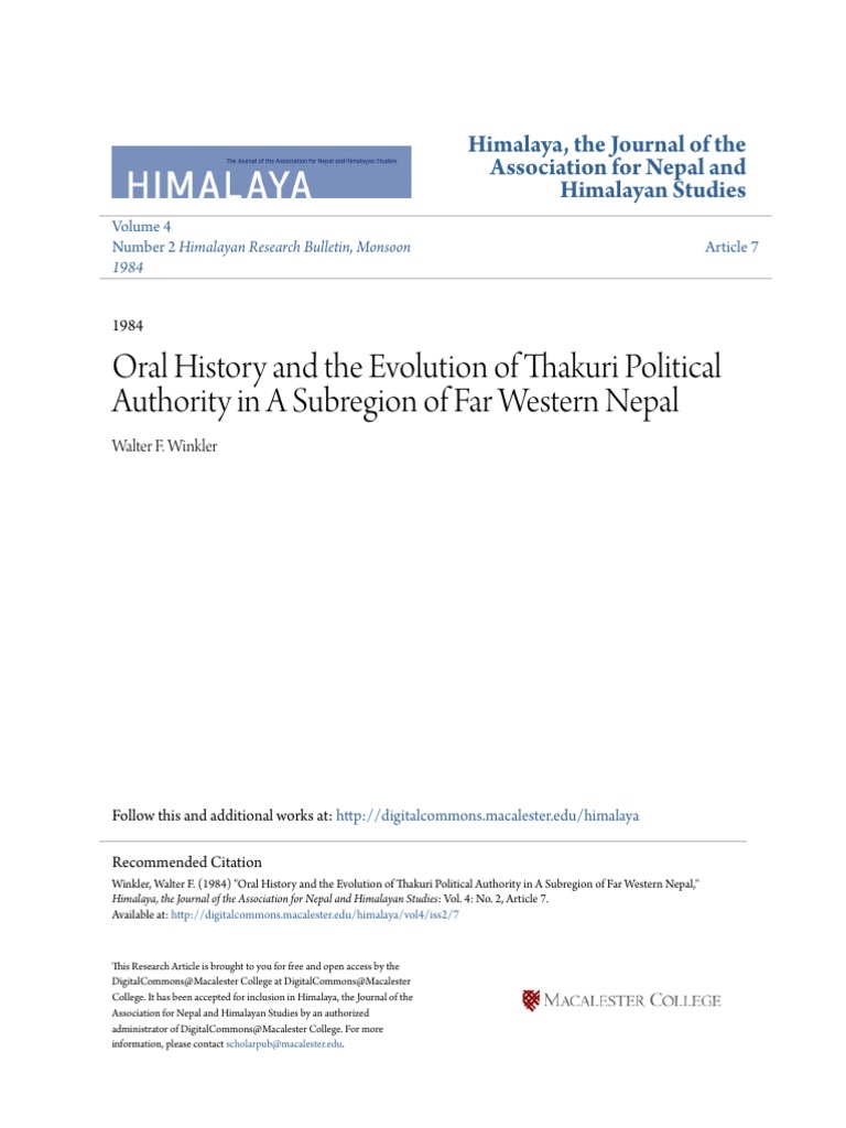 Oral History of Thakuri | PDF | Nepal | Caste
