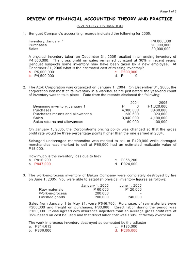 Inventory Estimation | PDF | Inventory Valuation | Inventory