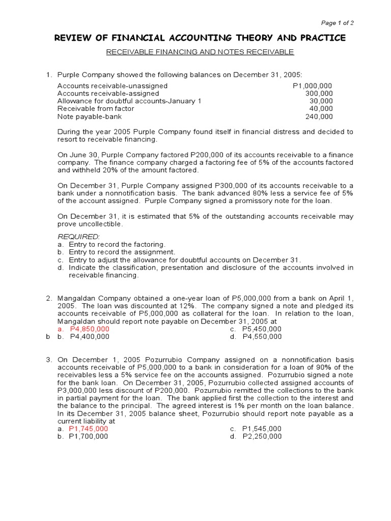 05 - Receivable financing and notes receivable.doc | Factoring (Finance ...