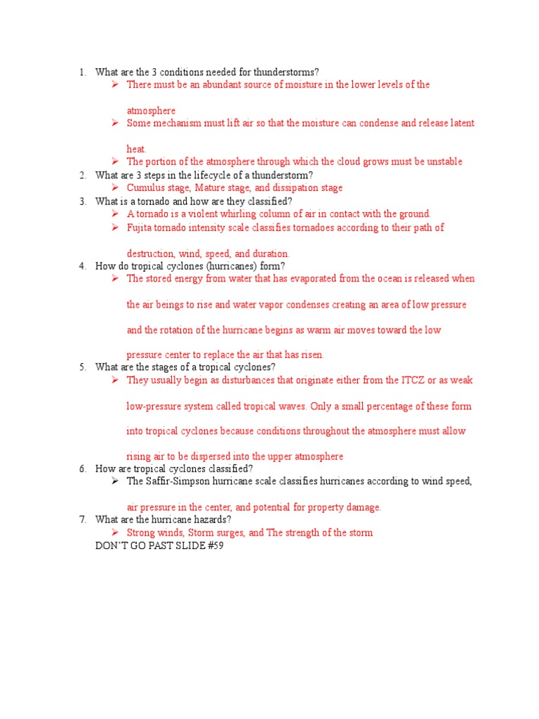 Guided Notes On Severe Weather | PDF | Tropical Cyclones | Tornadoes