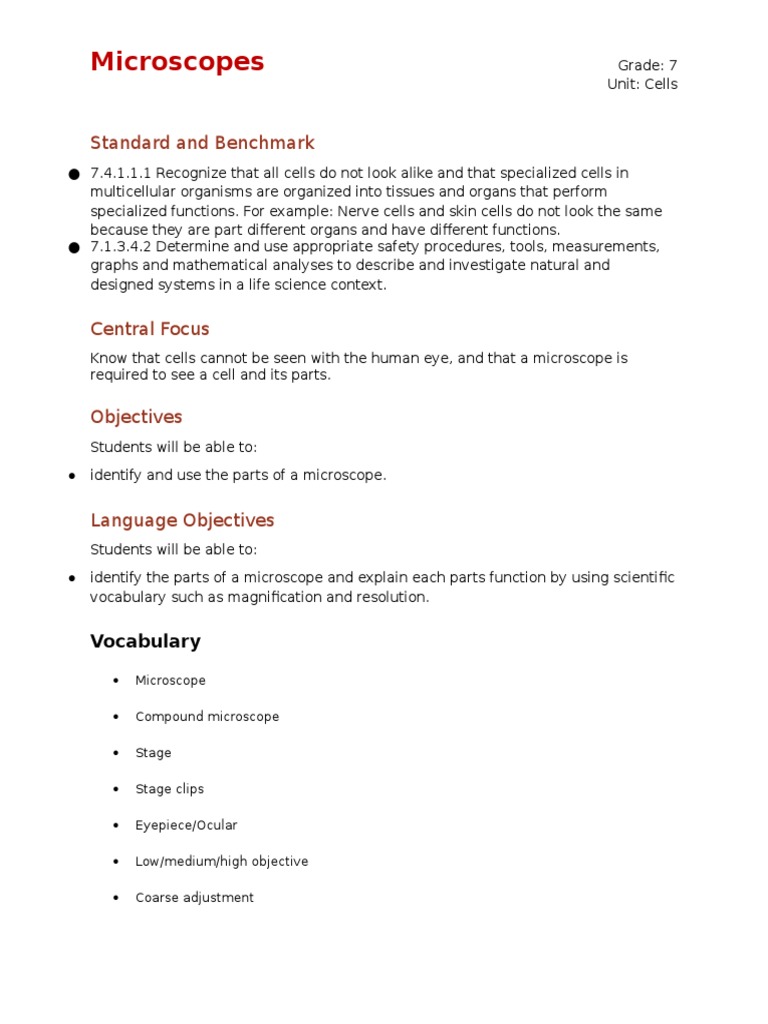 Microscopes | PDF | Educational Assessment | Question