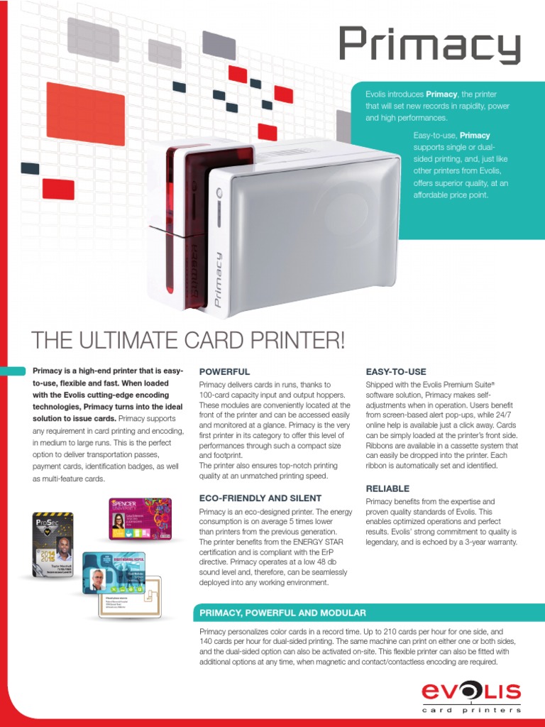 Evolis Primacy Datasheet | PDF