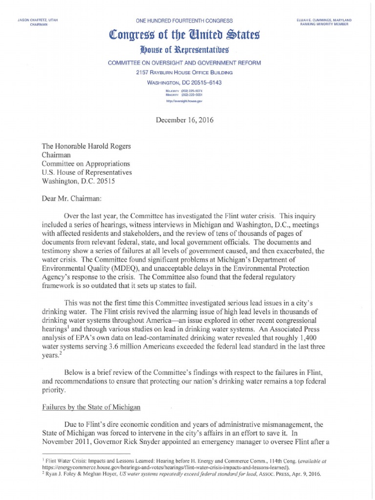 Letter To House Appropriation Chairman Hal Rogers | PDF