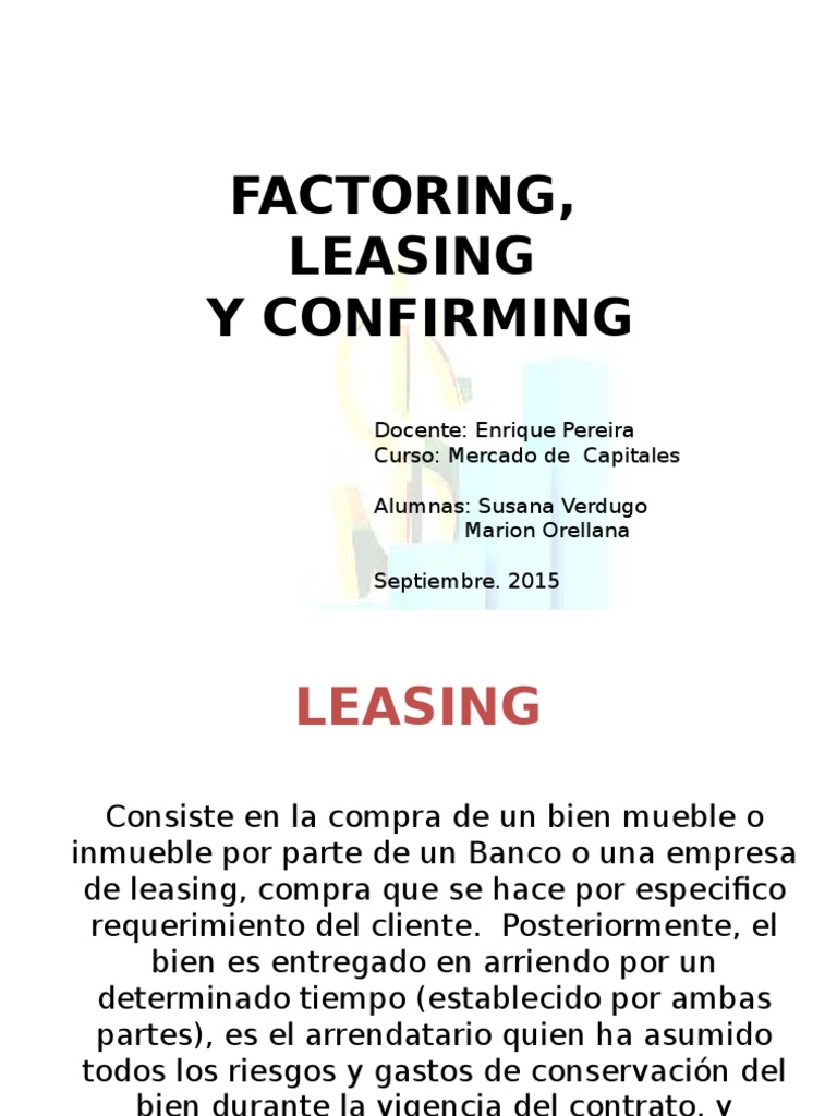 Factoring, Leasing y Confirming | PDF | Arrendamiento | Economias
