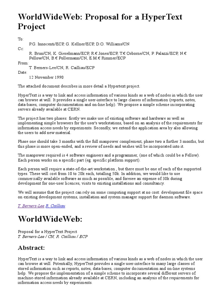 WorldWideWeb Proposal For A HyperText Project | PDF | Hypertext | Web ...