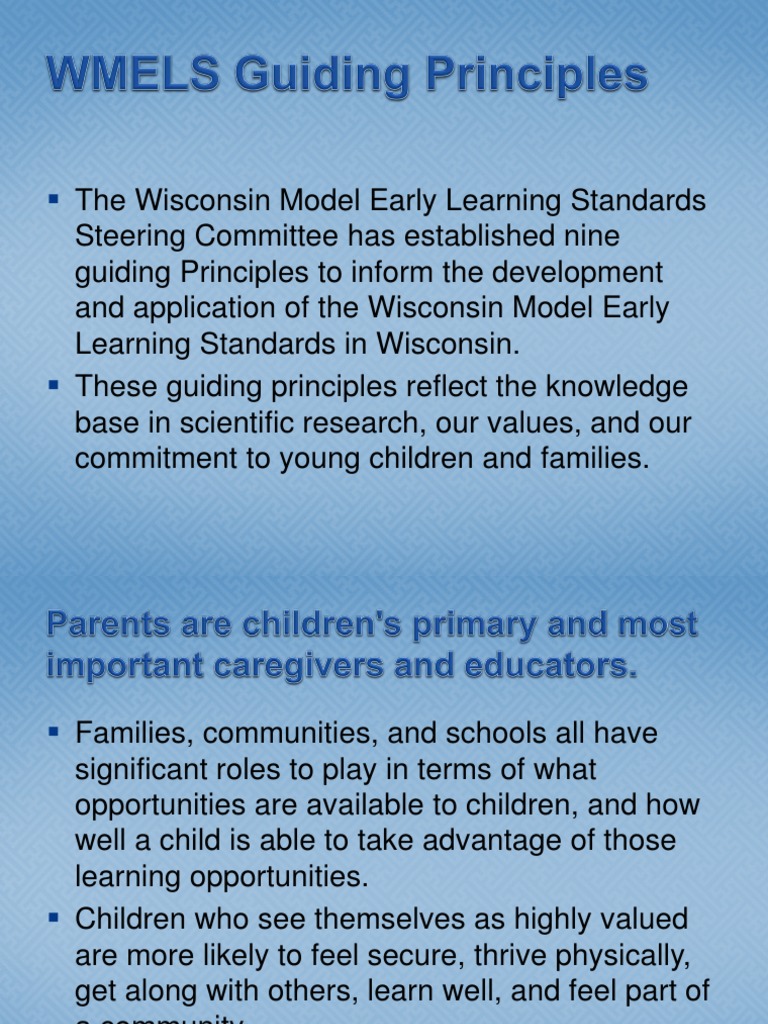 Wmels Guiding Principles | PDF | Child Development | Relationships