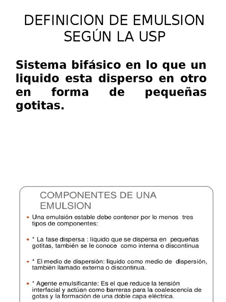 Tipos y Composición de Emulsiones | PDF | Cocina, comidas y vino