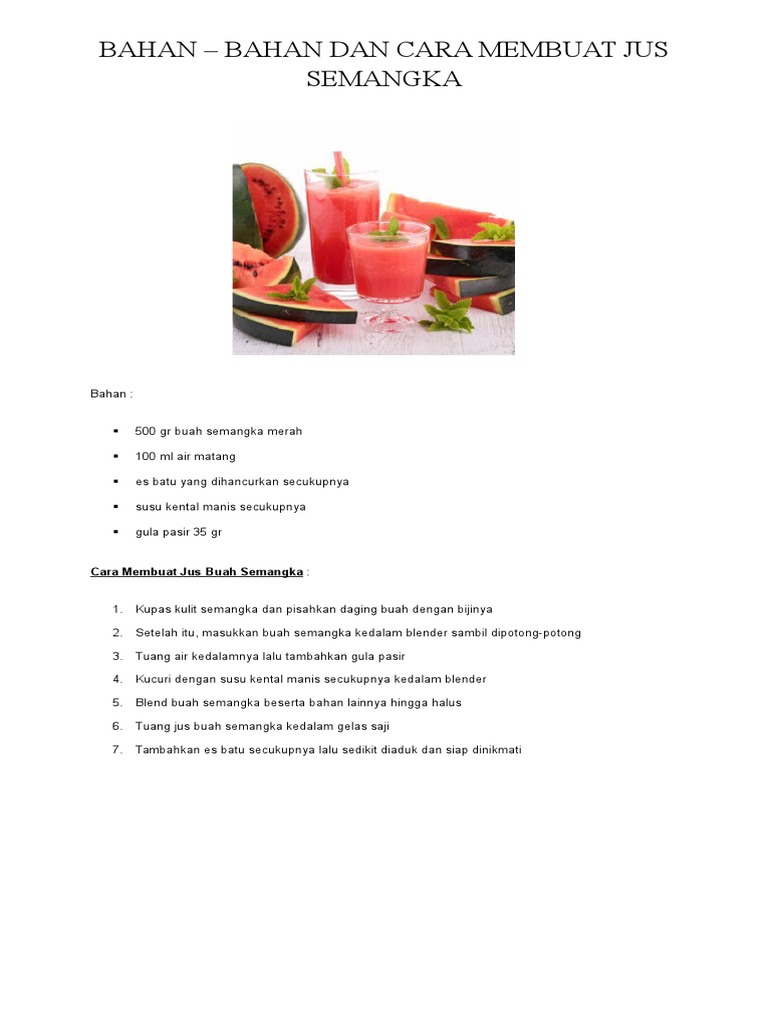Bahan - Bahan Dan Cara Membuat Jus | PDF