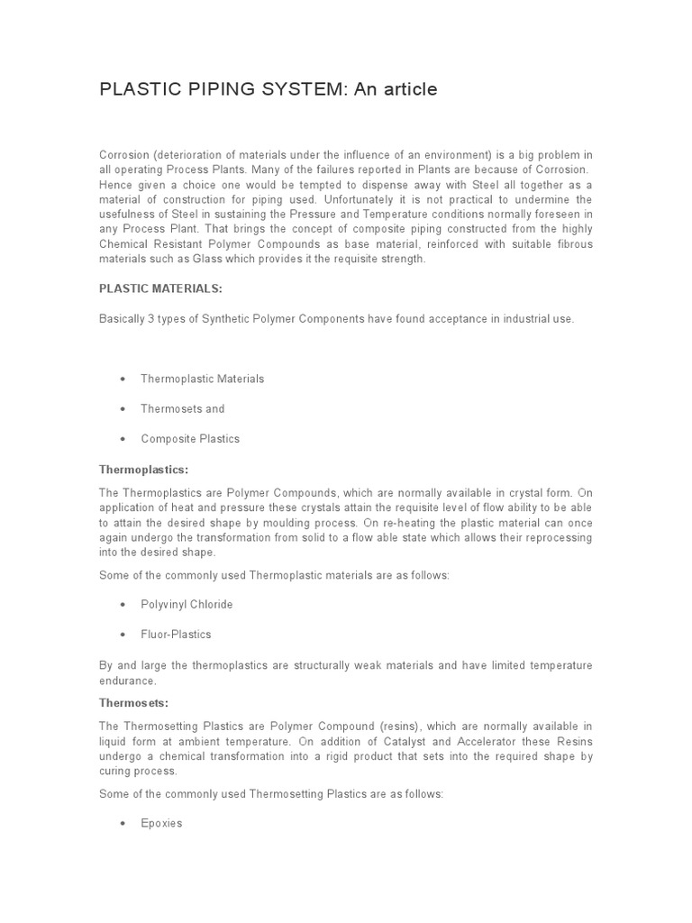Plastic Piping System | PDF | Composite Material | Fiberglass