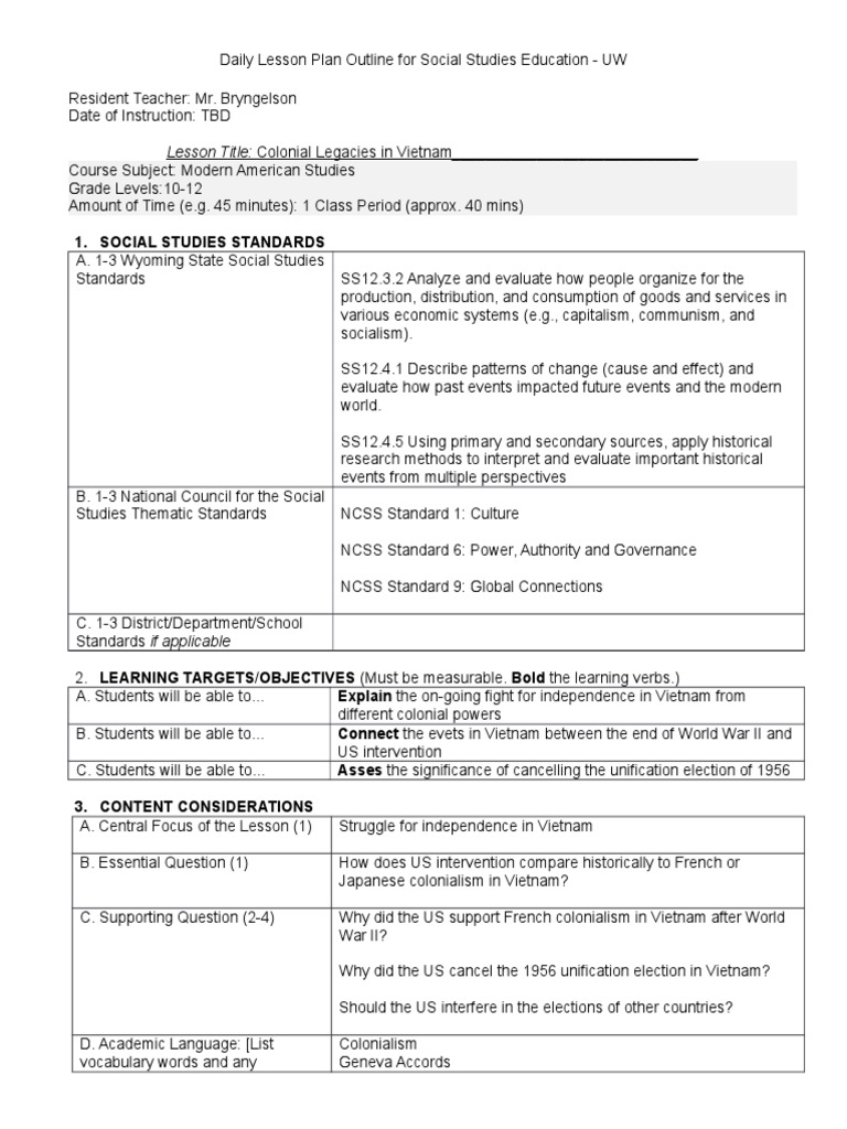 Vietnamlesson 1 | PDF | Lecture | Lesson Plan