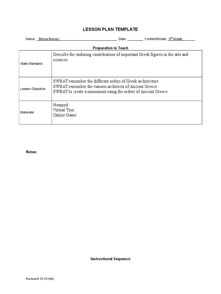 9th Grade Greek Architecture Lesson Plan | PDF | Reading Comprehension ...