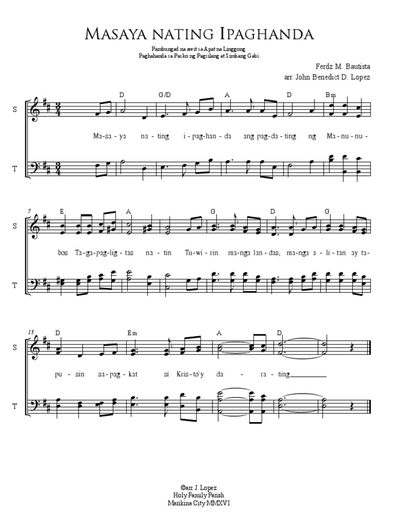Masaya Nating Ipaghanda SATB | PDF