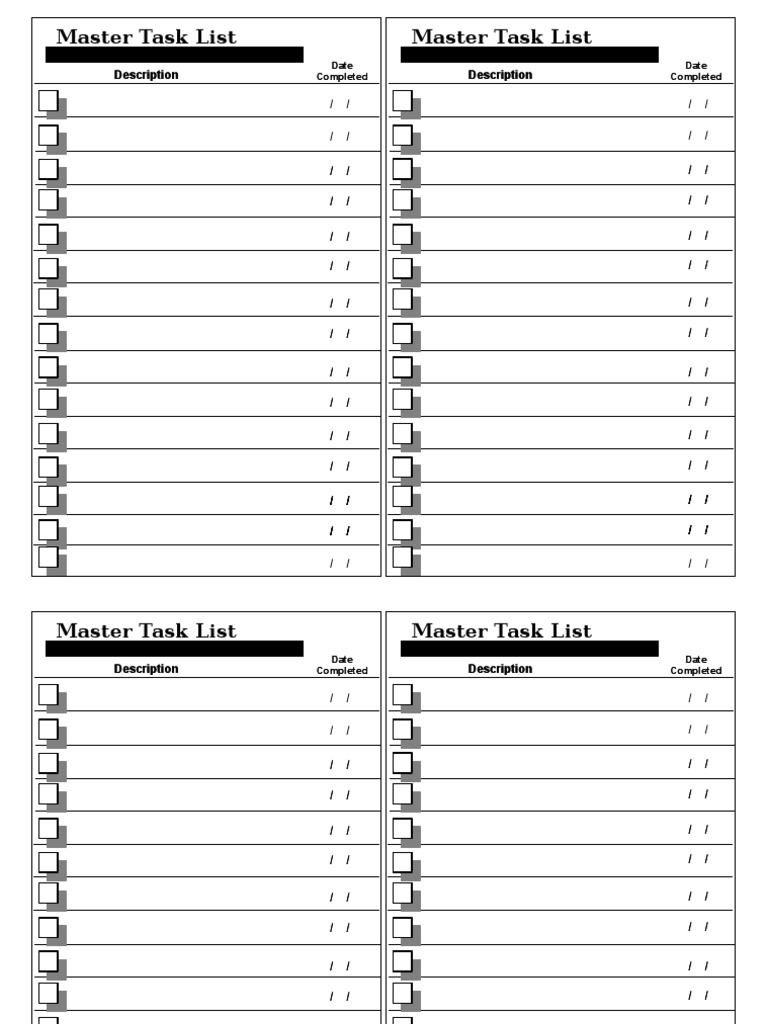 Master Task List Centered | PDF