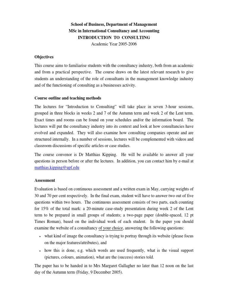 Introduction To Consulting | PDF | Lecture | Teaching Method