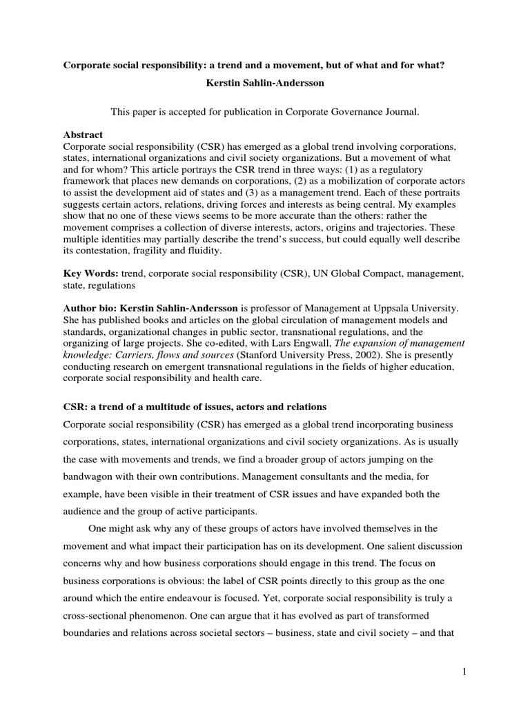 Corporate Social Responsibility | PDF | Corporate Social Responsibility ...