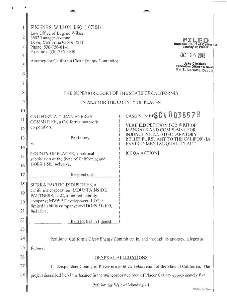 Petition For Writ of Mandate