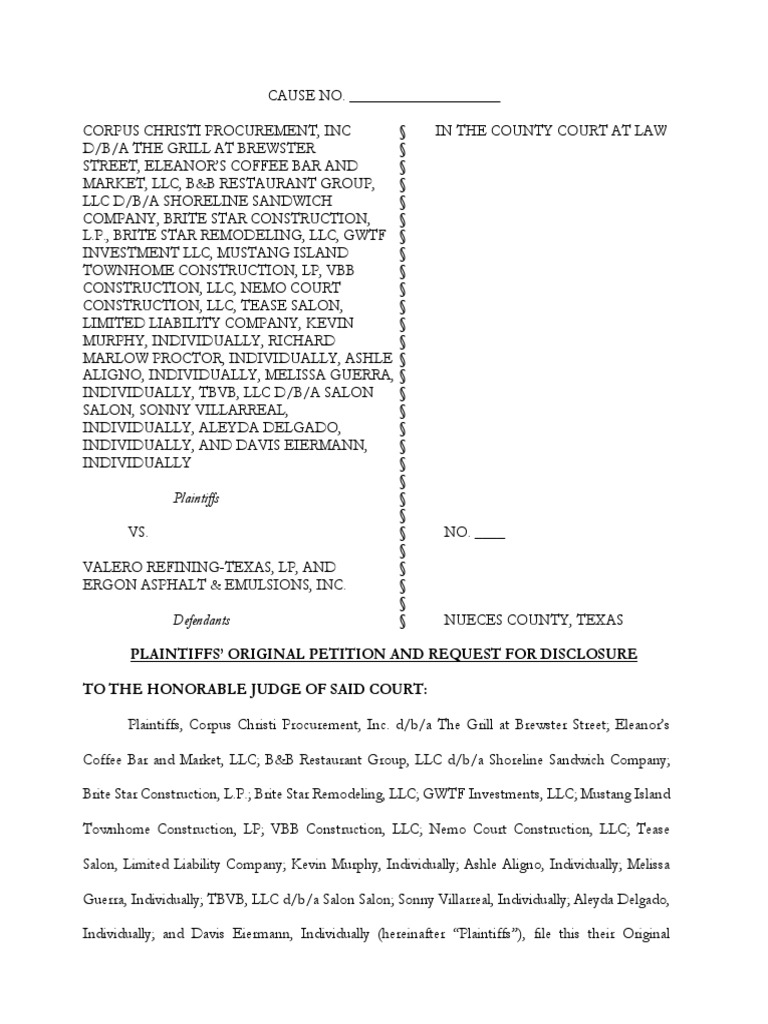 Original Petition and Request For Disclosure | Download Free PDF ...