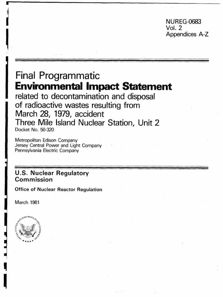 NUREG-0683, Vol. 2, PEIS-Decontamination and Disposal of Radioactive ...