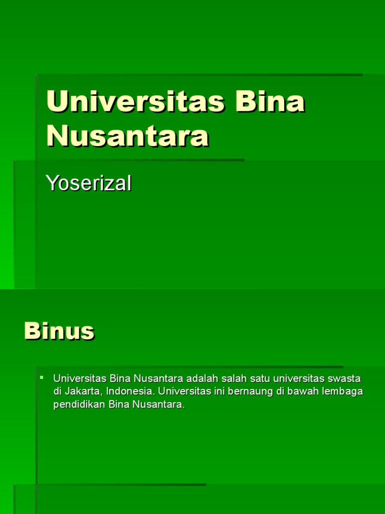Sejarah dan Visi Universitas Bina Nusantara | PDF