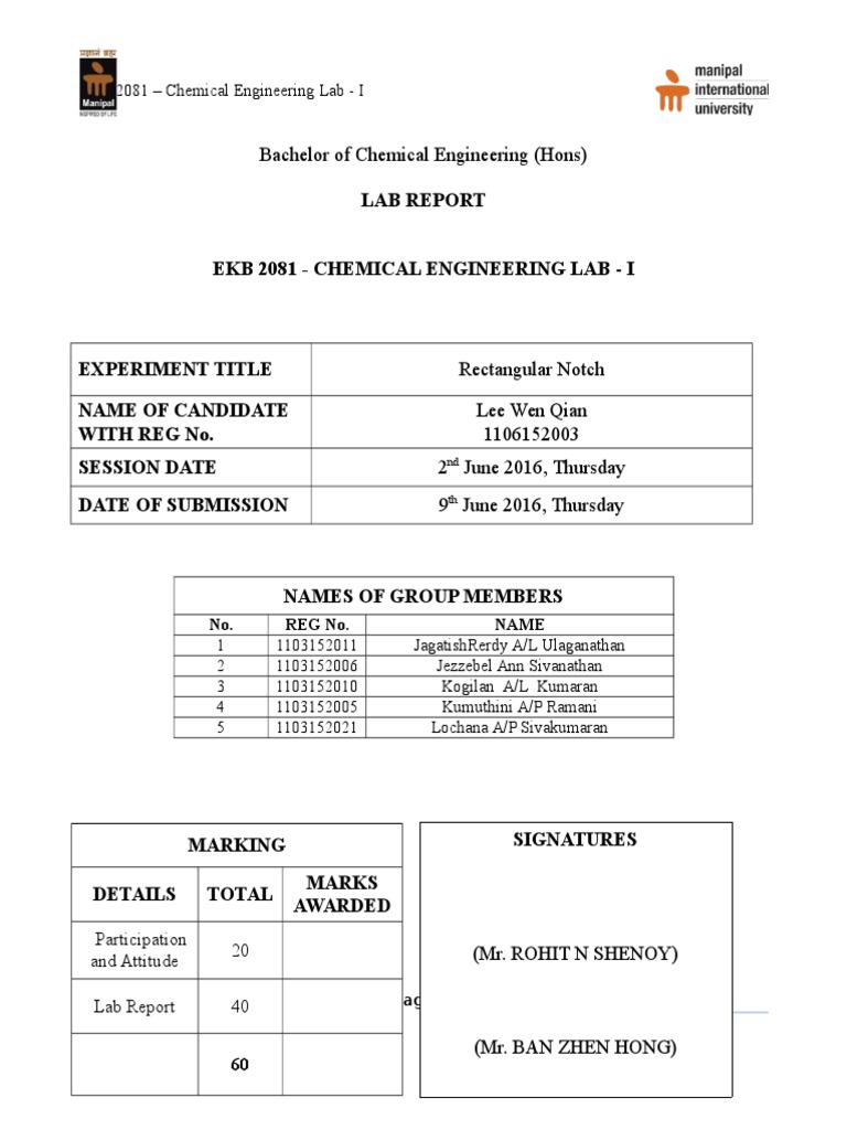 Lab 4 Rectangular Notch | PDF | Liquids | Chemical Engineering