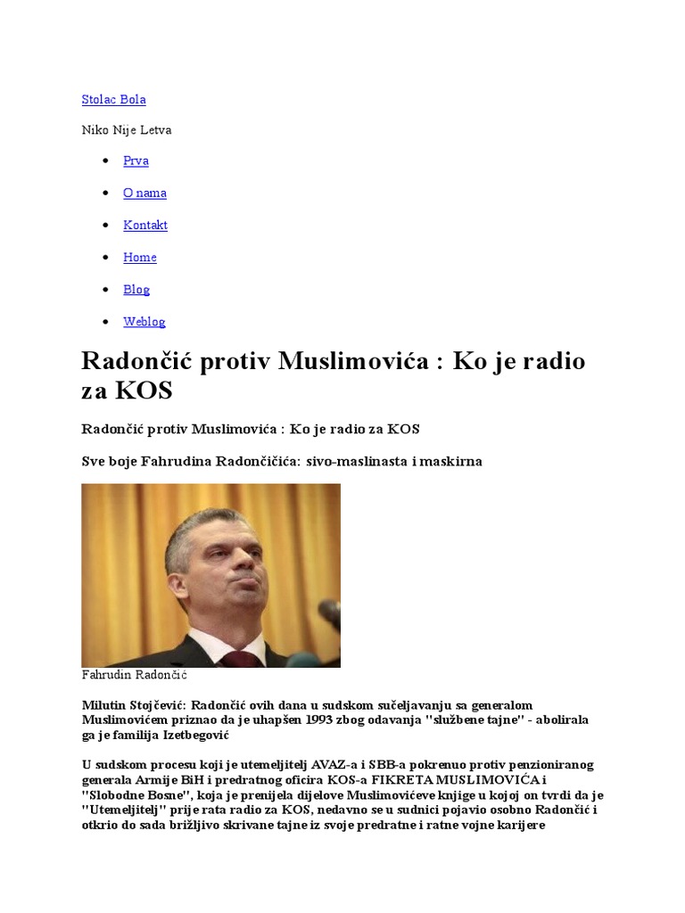 Generali Armije BiH I Ostala Mutljez | PDF